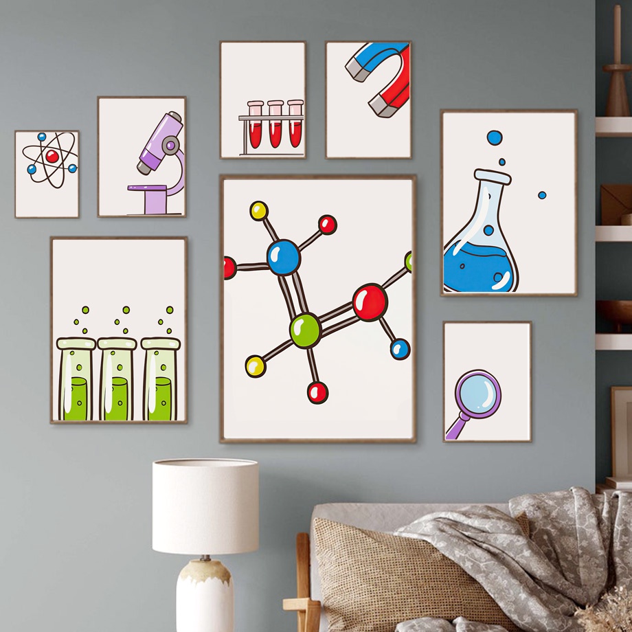 Science Class Chemistry Biology School Grade Wall Art Canvas Painting ...