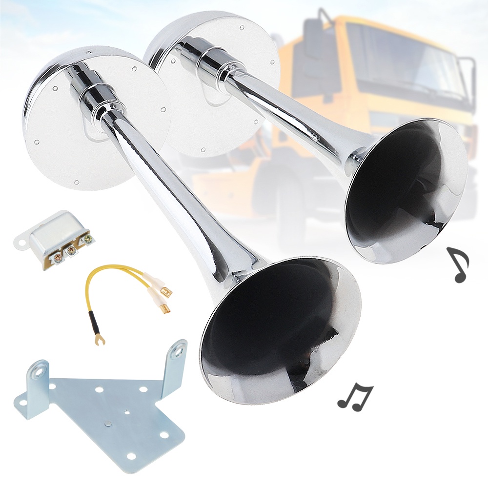 24V 126DB Super Loud Powerful Dual Trumpet All Metal Tracheal Electric ...