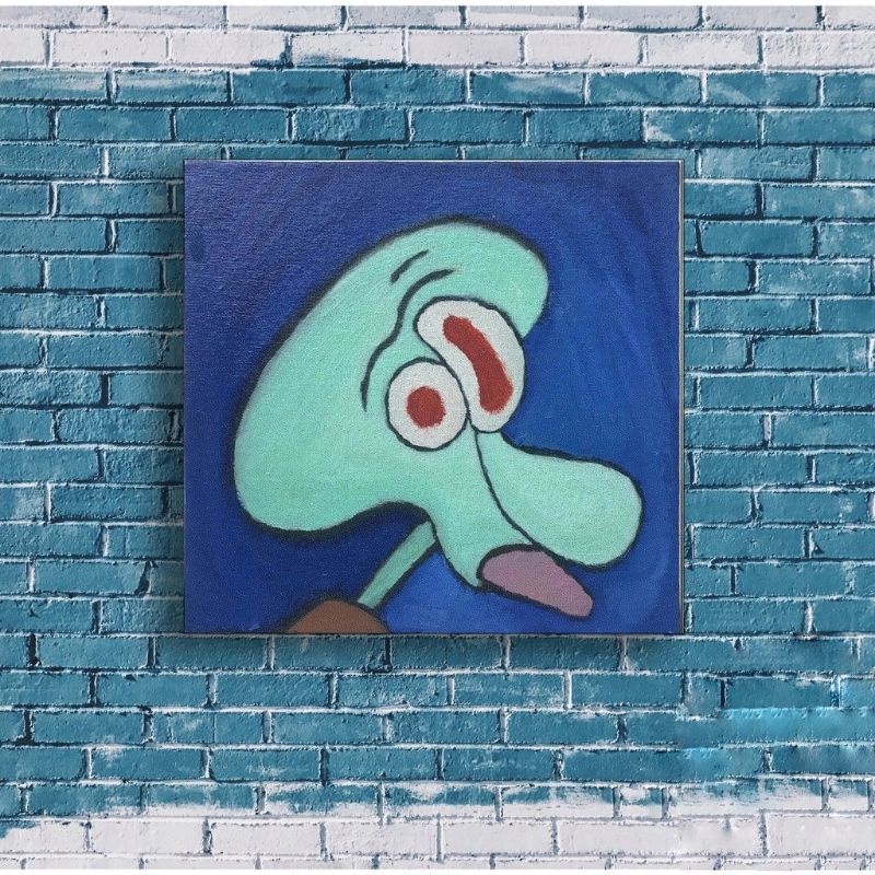 HIASAN DINDING KAYU Squidward Painting Handsome And Brave SQUIDWARD ...
