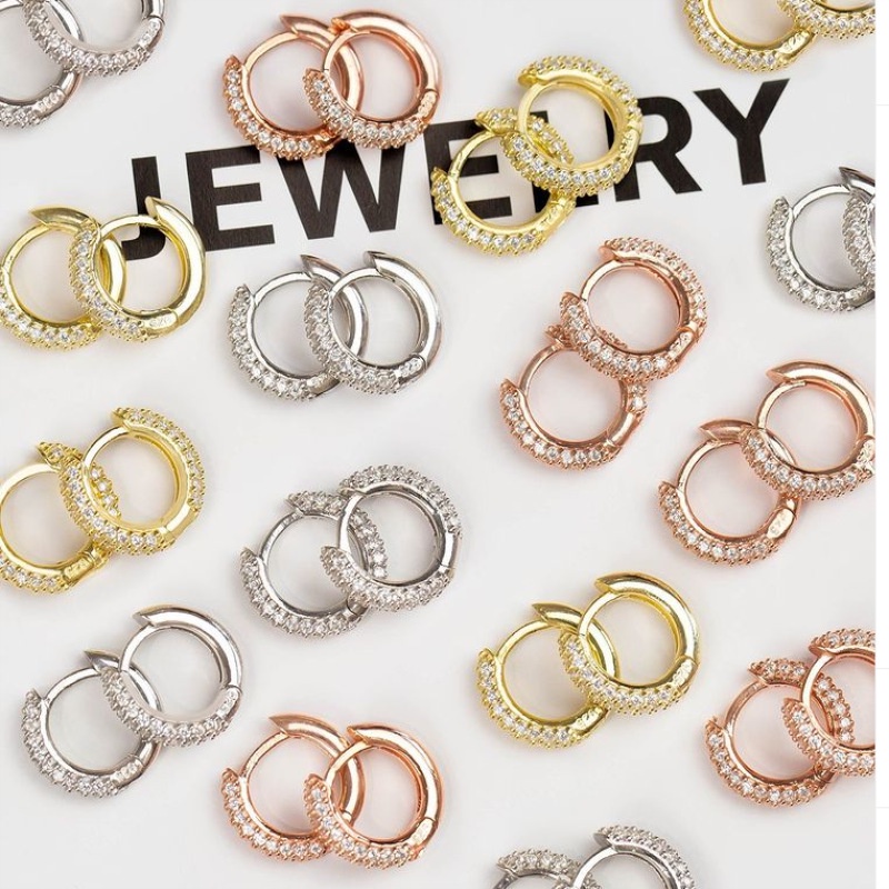 1 Pair Fashion Boutique Jewelry Hoop Earrings Gem Inlay Process Gold ...