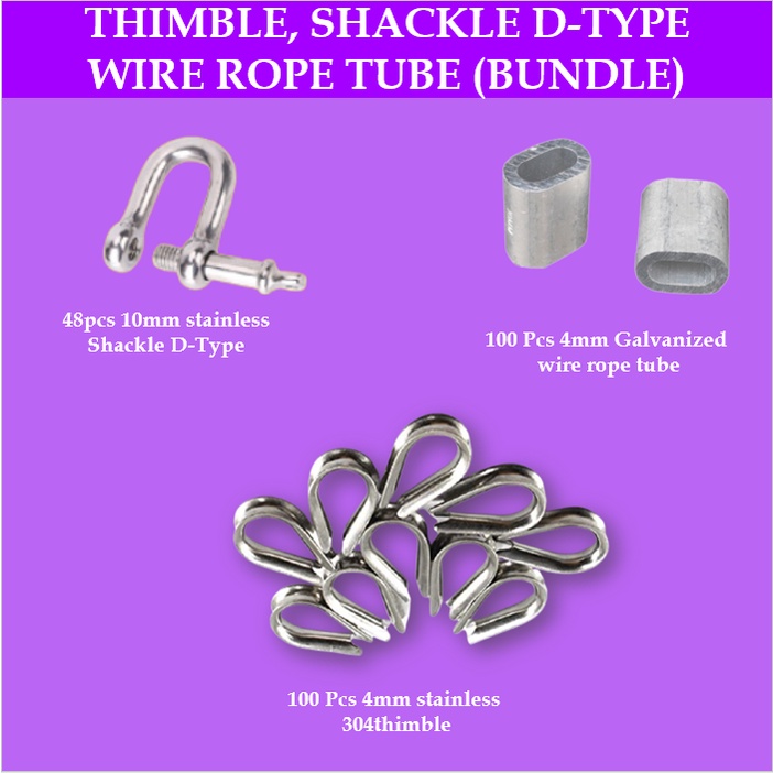 Mago 48pcs 10mm Stainless Shackle 100pcs 4mm Stainless Thimble 100pcs ...