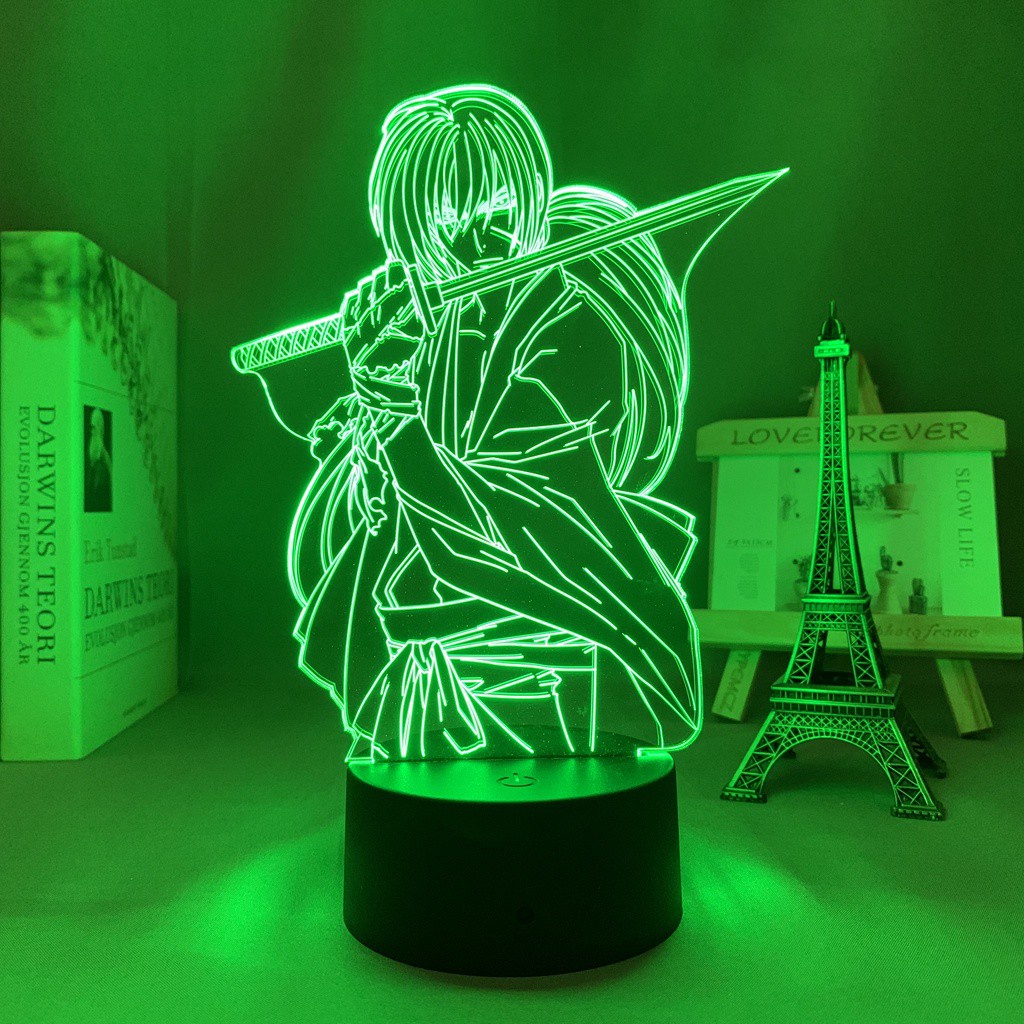 Anime Rurouni Kenshin Himura Figure LED Night Light Colorful Colors ...