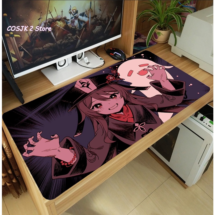 Game Genshin Impact Hu Tao Cute Large Mouse Pad Thicken Laptop Gaming Mice Mat Desk Keyboard Mat ...