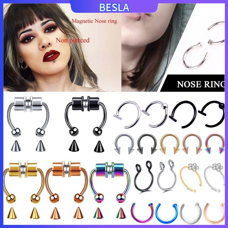 Magnetic Fake Nose Rings Septum Horseshoe Stainless Steel Faux Septum ...
