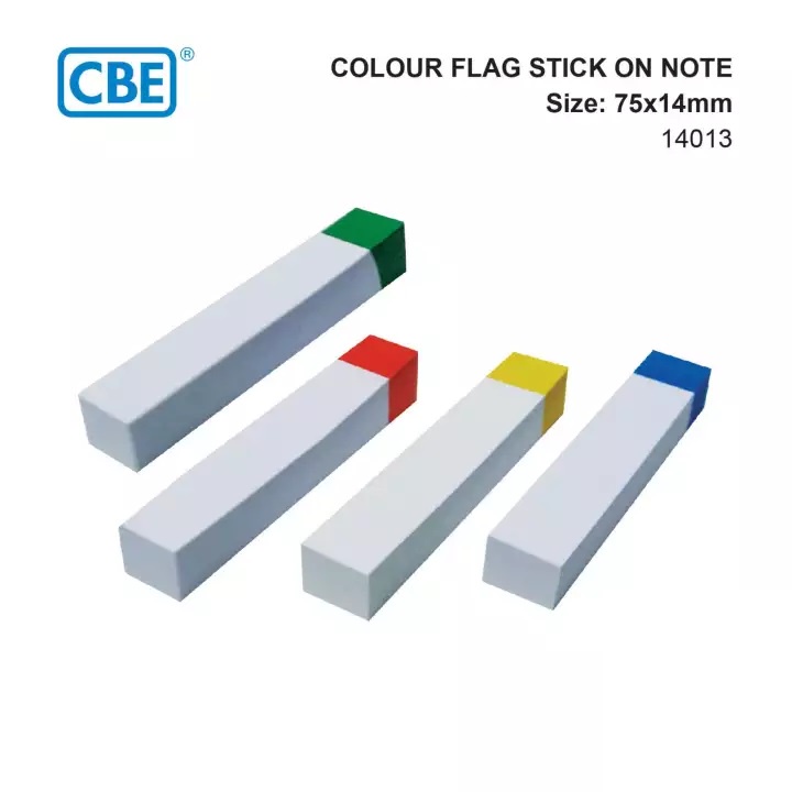 CBE 14013 STICK ON NOTE STICKY NOTES 75MMX14MM 4COLORS ( 4 x 100 Sheets ...