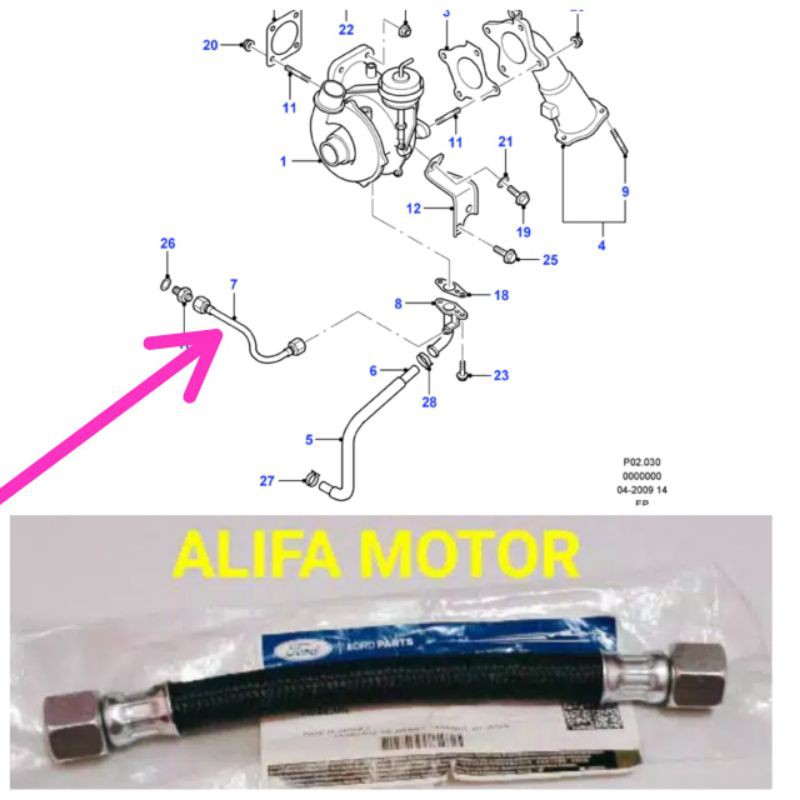 Original Ford Everest Ranger TDCI High Pressure Turbo Input Hose Ford ...