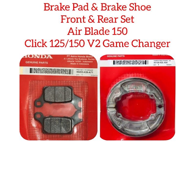 CLICK 125 V2 & CLICK 150 V2 FRONT & REAR BRAKE SET GENUINE | Shopee ...