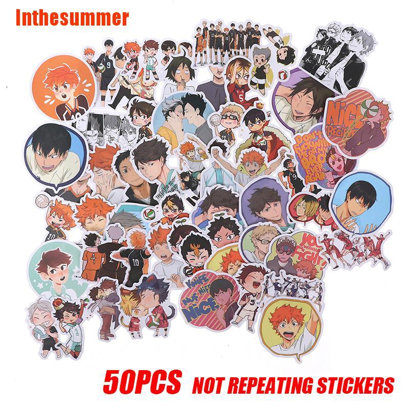 {Inthesummer} 50Pcs Anime Haikyuu Pvc Sticker For Luggage Laptop ...