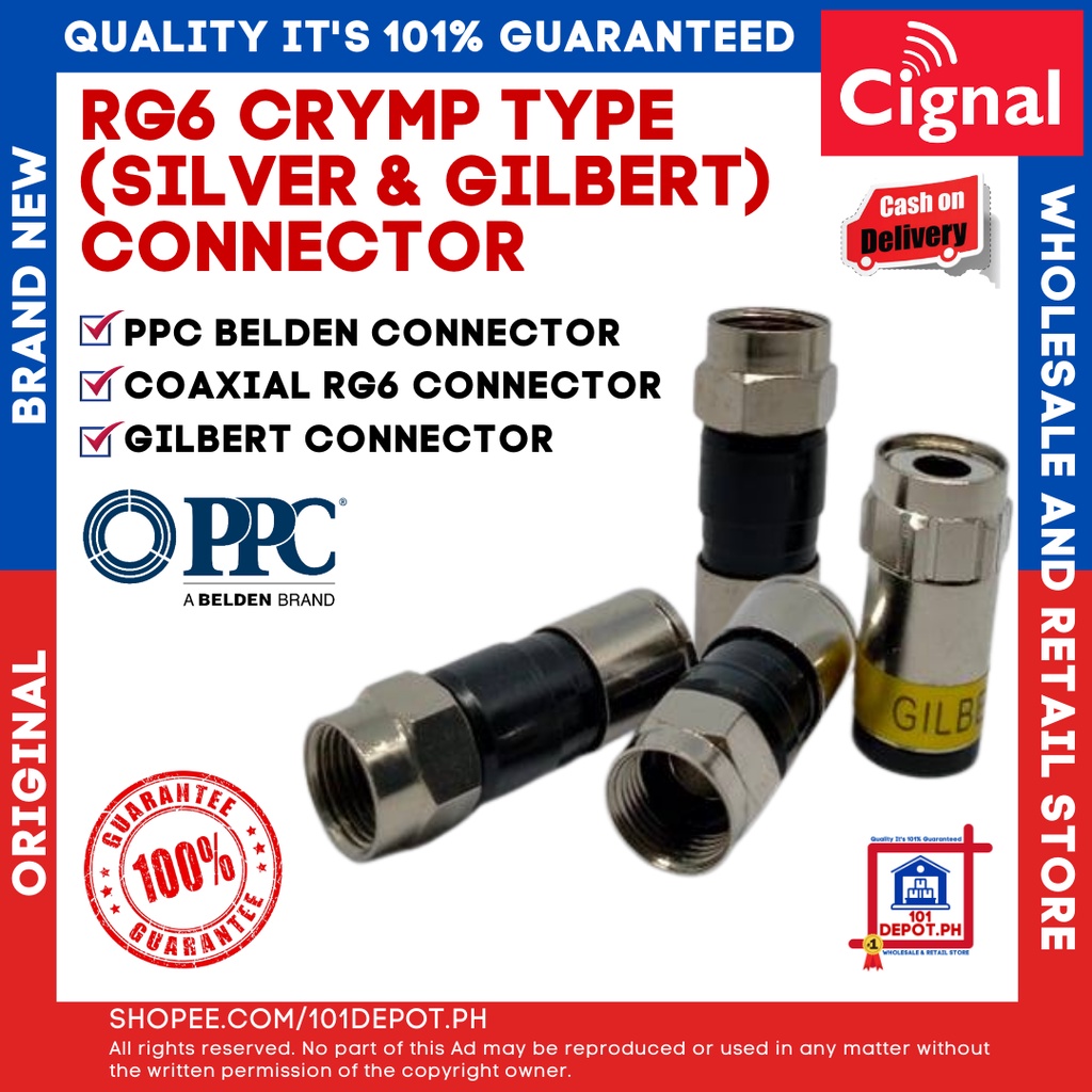 Cignal Connector Silver/ PPC BELDEN / GILBERT CRIMP TYPE RG6 ALL ...