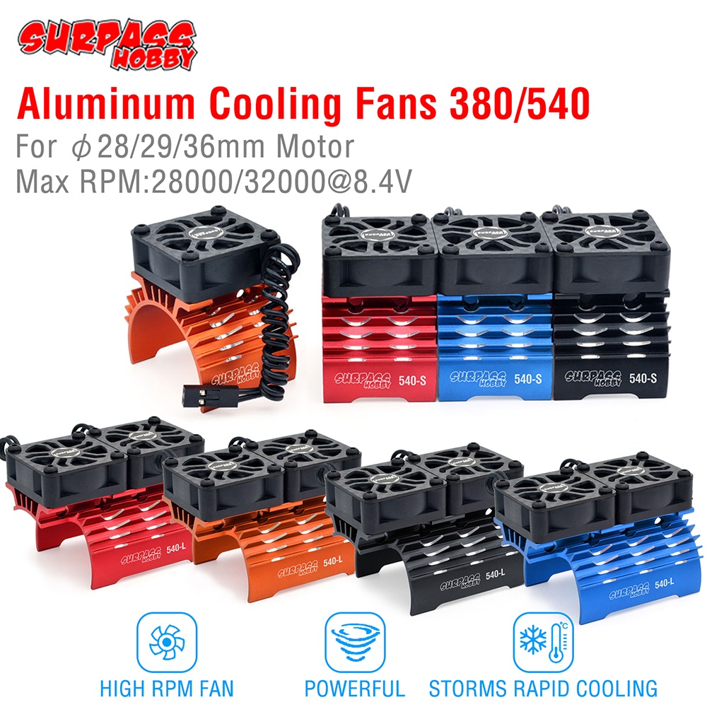 SURPASS HOBBY RC Motor Fan 28mm29mm36mmCooling Heatsink for 380 390 540 ...
