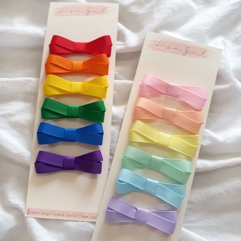 6 pcs. Aiana Mini Hair Bow - Laso Girl Pastel & Rainbow Classic ...