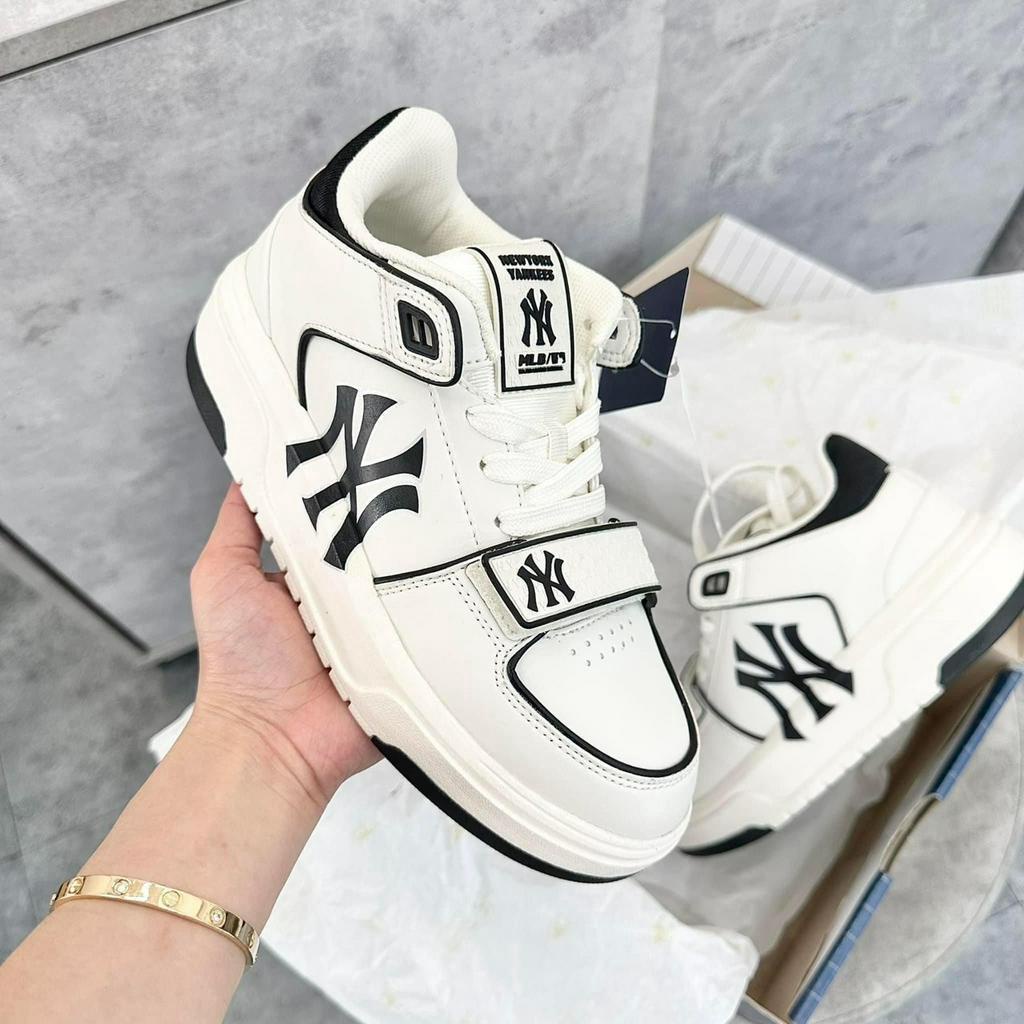 Mlb chunky mid-neck black and white shoes, mlb liner shoes with black ...