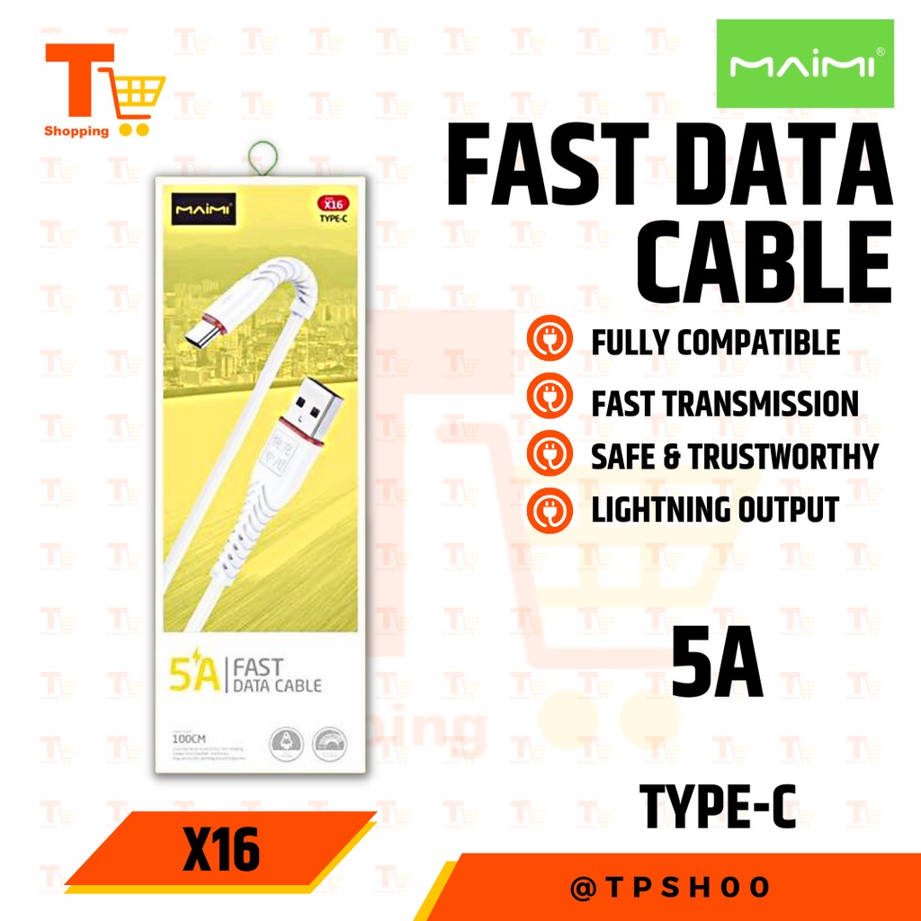 Maimi X16 MICRO 100CM 5A Super Fast Charging USB TYPE-C Cable (2092-007) | Shopee Philippines