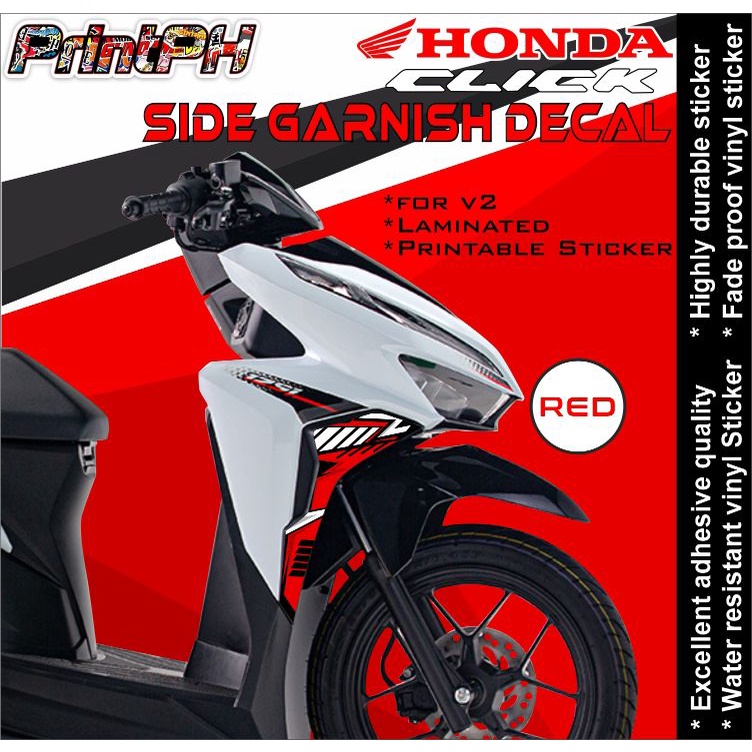 Side Garnish Decals Sticker for Honda Click V2 ( Printed and Laminated ...