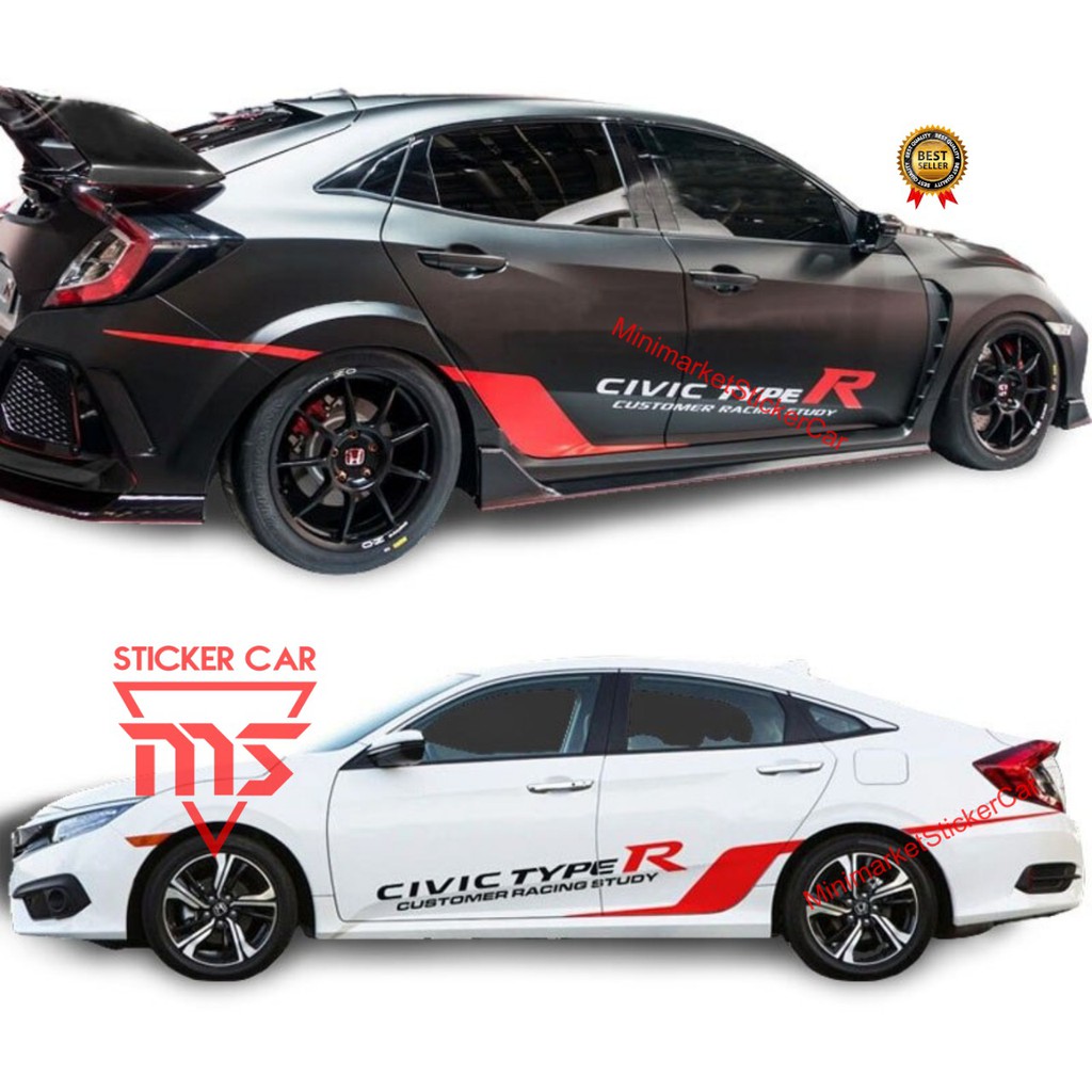 Sticker honda civic Type r turbo sedan side body performance | Shopee ...