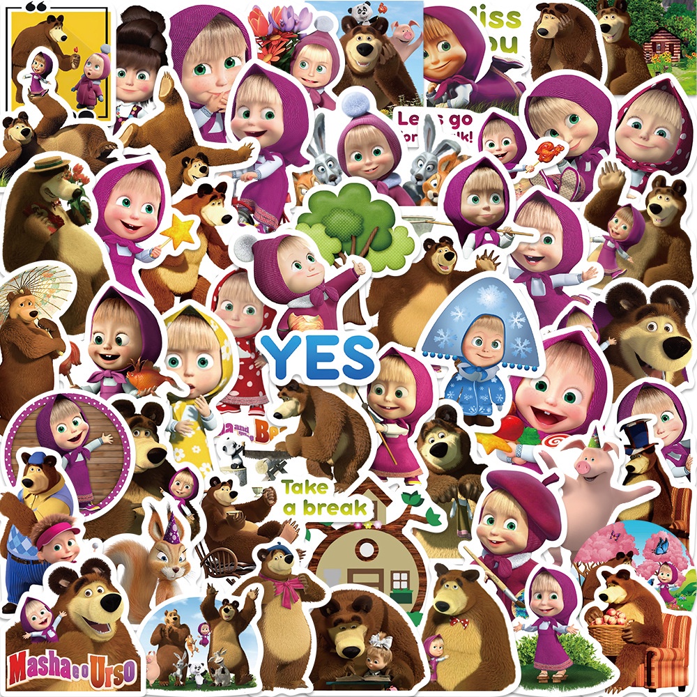Masha and the Bear Cartoon Anime Sticker Waterproof Notebook Luggage ...