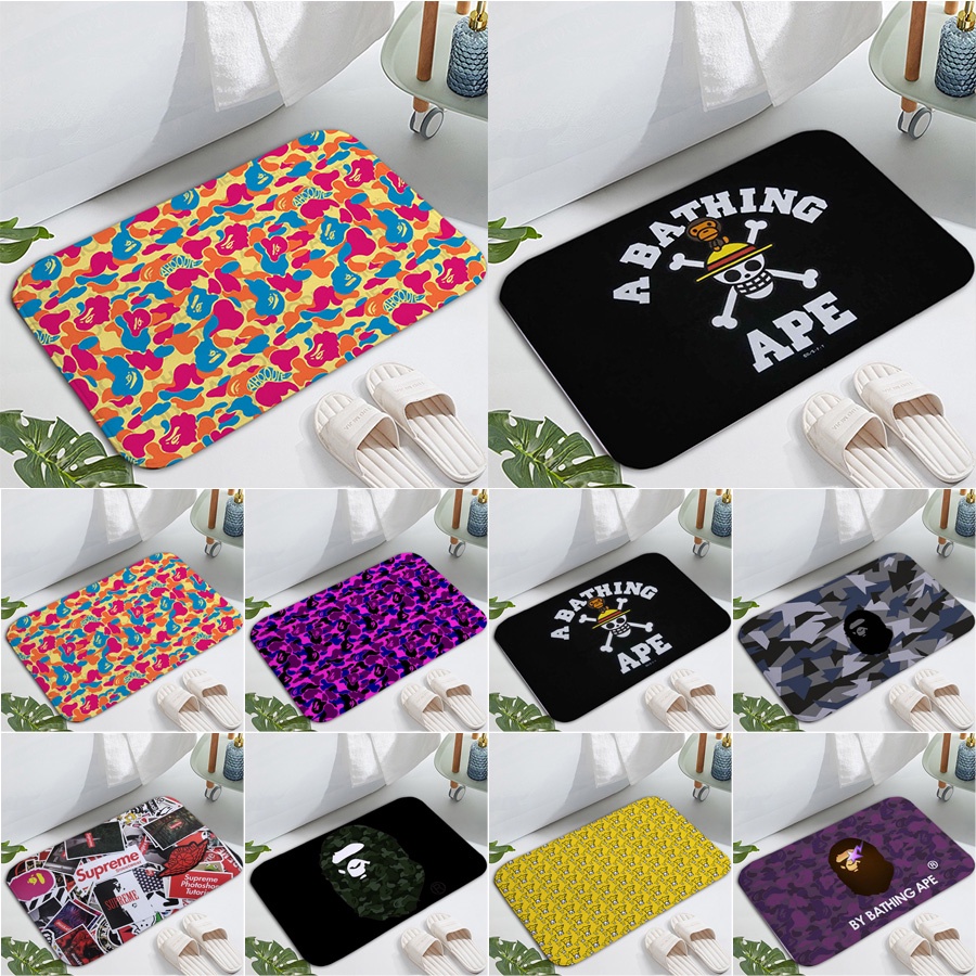 Welcome Doormat Entrance Hallway Bape Printed Non-Slip Floor Rugs Cute ...