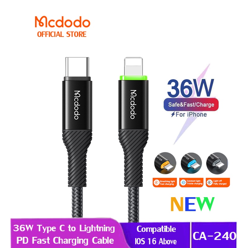 Mcdodo New 36w Pd Auto Disconnect Type-C To Ip Fast Charging Cable | Shopee Philippines