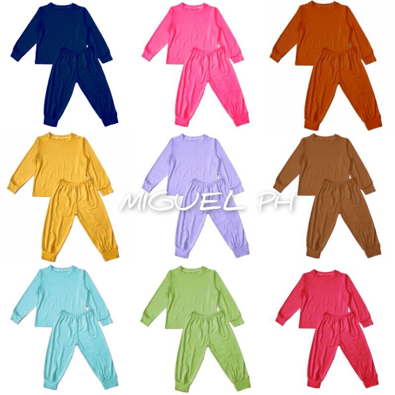 PLAIN TERNO LONGSLEEVE JOGGER / PAJAMA SET FOR KIDS | Shopee Philippines