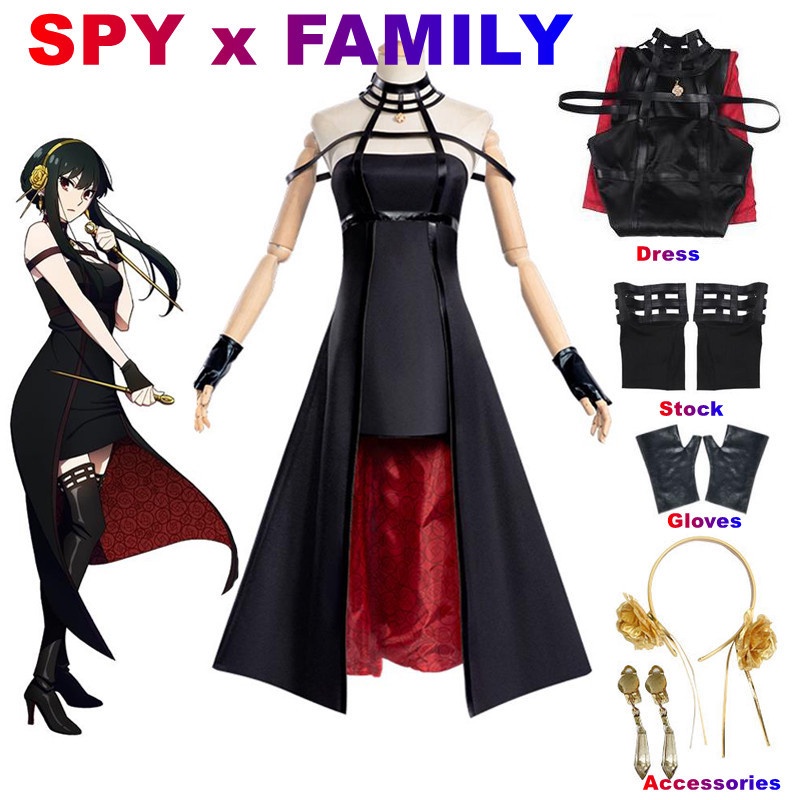 Anime Spy Family Yor Forger Cosplay Killer Assassin Gothic Halter Black ...