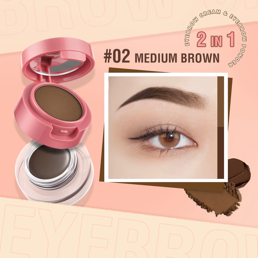 [WITH BRUSH] PINKFLASH 2-in-1Duo Waterproof Eyebrow Powder High Pigment ...