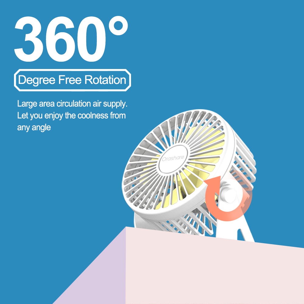 Orashare OF01 3 Inches USB Desk Fan, 360° Rotation Cooling 3 Speeds Fan ...