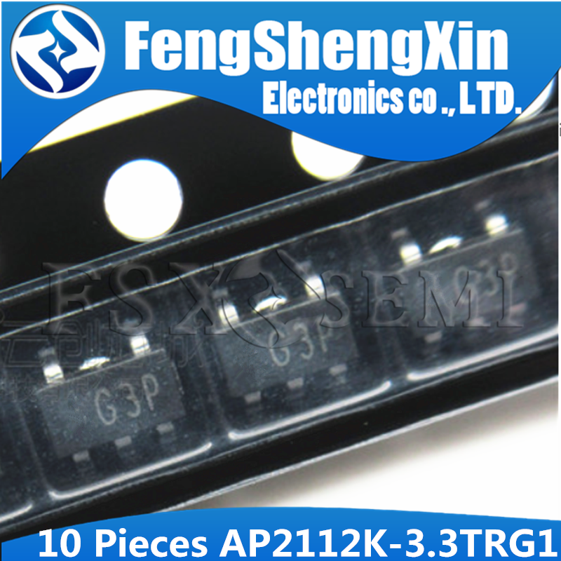 10PCS AP2112K-3.3 SOT23-5 AP2112K-3.3TRG1 3.3V 0.6A G3P 2112 AP2112 ...