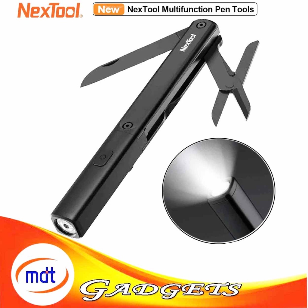 NexTool Multifunctional 3 in 1 Pen Tools N1 Flashlight Scissors USB Rechargeable | Shopee ...