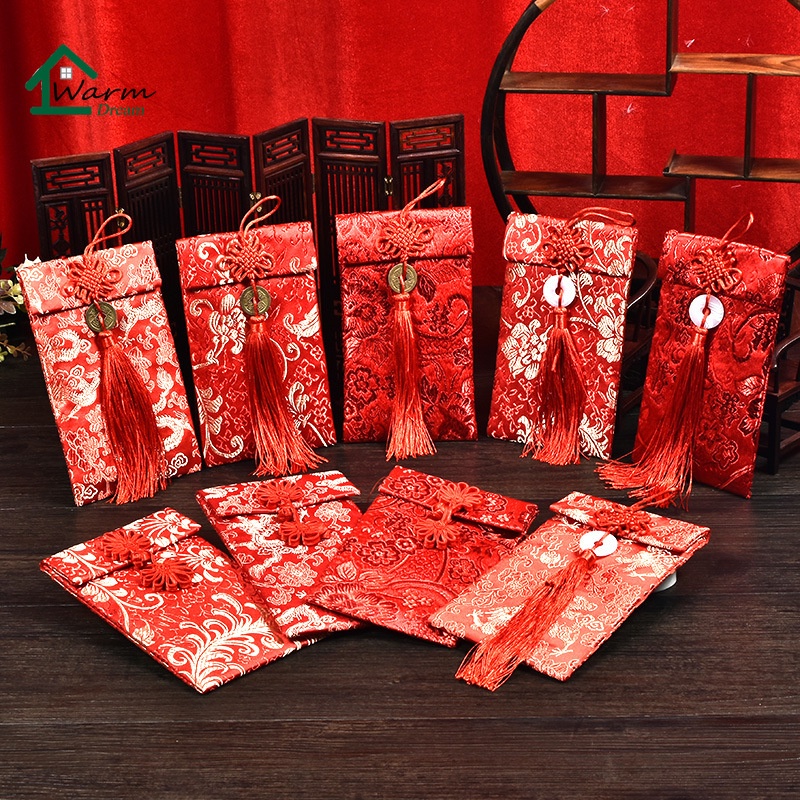 2024 Cloth Art Brocade Angpao Chinese New Year Red Envelopes Red Packet ...