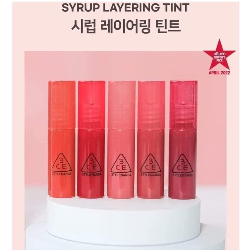 3ce syrup layering tint mini lipstick Set 5 colors + genuine 3CE ...
