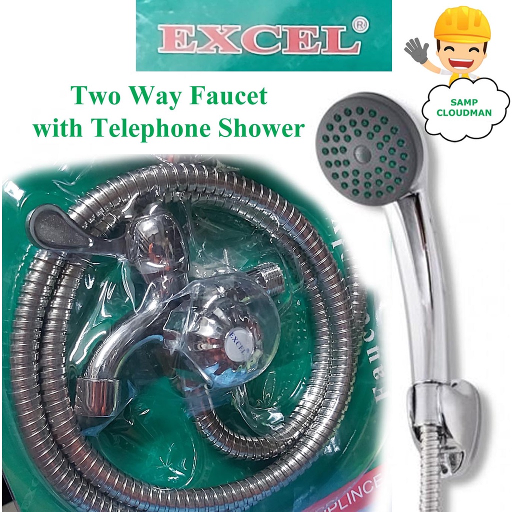 Excel Telephone Shower set with Two Way Faucet Chrome or Stainless 2 ...