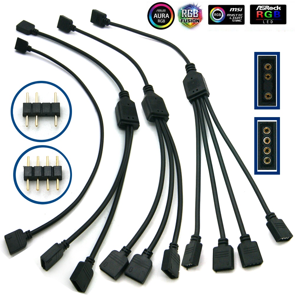 Extension Cable 1/2/3/4 12V 4PIN RGB/ 5V 3PIN ARGB LED Strip Connector Extension Cable Connector ...
