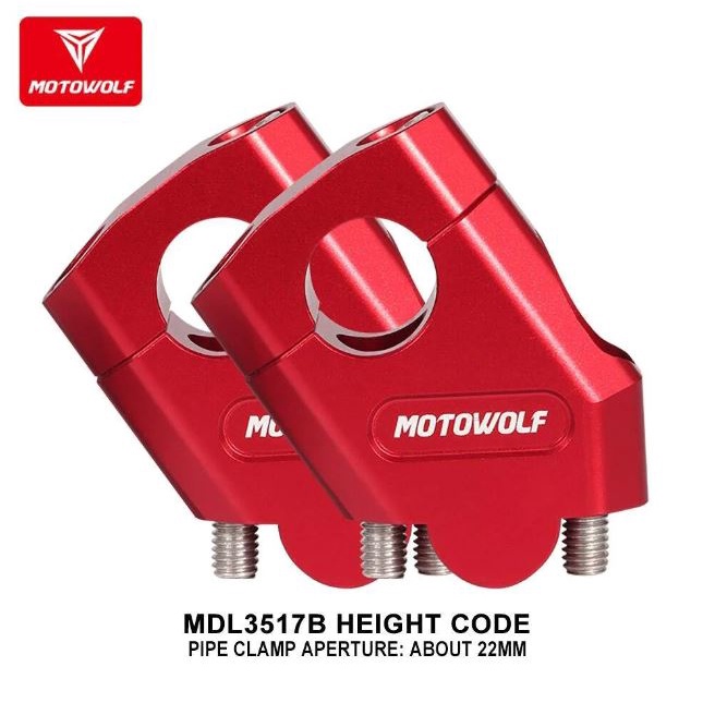 Original MOTOWOLF® Motorcycle RISER Handlebar Heightening Riser Bar Clamp Mount MDL3517 MDL3517B ...