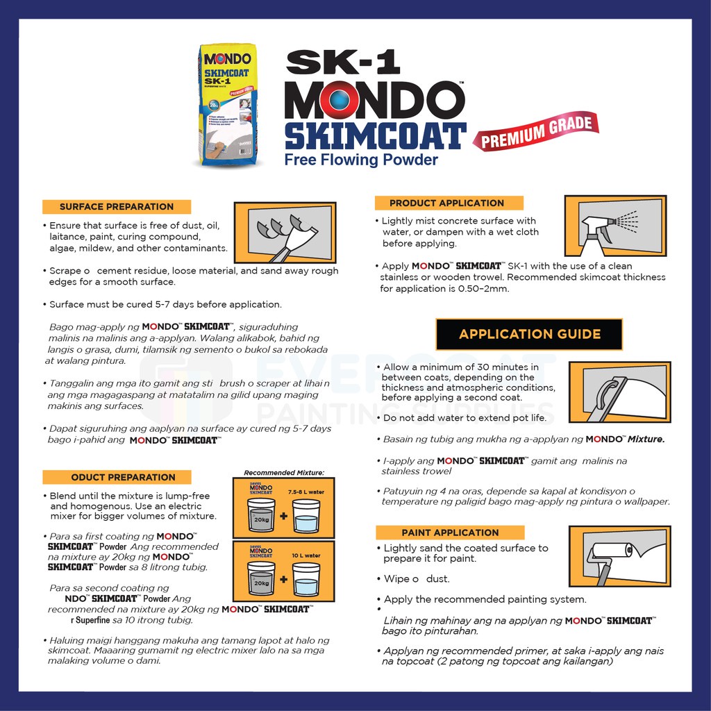 SK-1 Mondo Skimcoat Superfine White Powder 20KG | Shopee Philippines