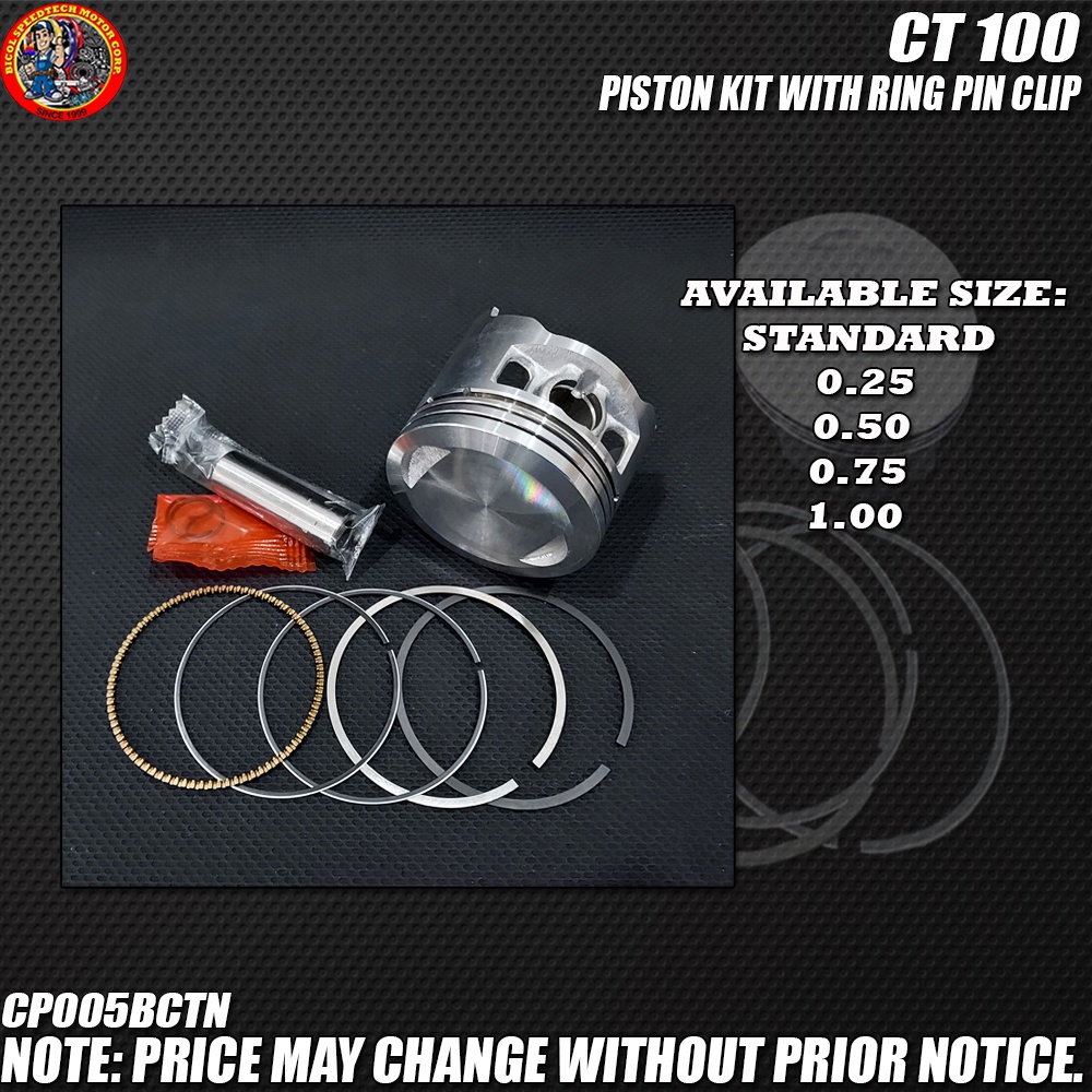 CT100 PISTON KIT WITH RING, PIN, CLIP (CP005BCTN) | Shopee Philippines