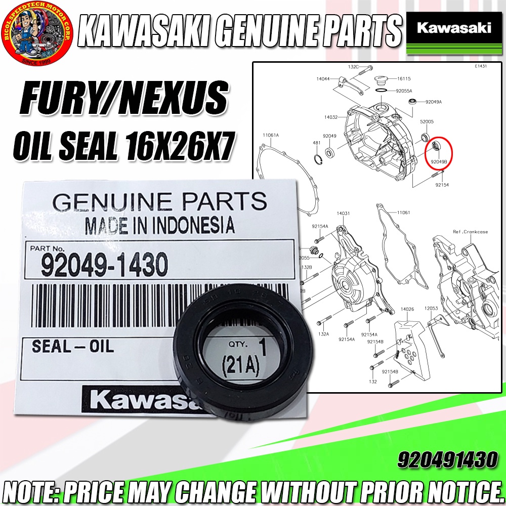 FURY/NEXUS OIL SEAL 16X26X7 (KMC) (Genuine: 92049-1430) | Shopee ...