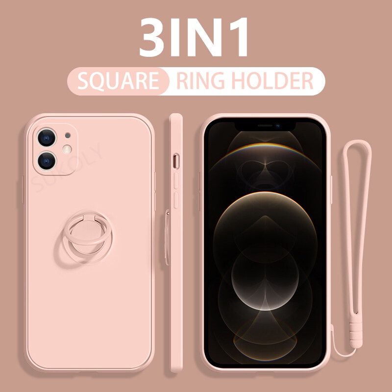 OPPO Reno 6 Z 5 Pro Magnetic Stand Liquid Silicone With lanyard Phone ...