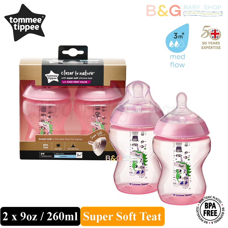 Tommee Tippee Closer to Nature Baby Wide Neck Newborn Milk Feeding Tinted Bottle Botol Susu Bayi ...