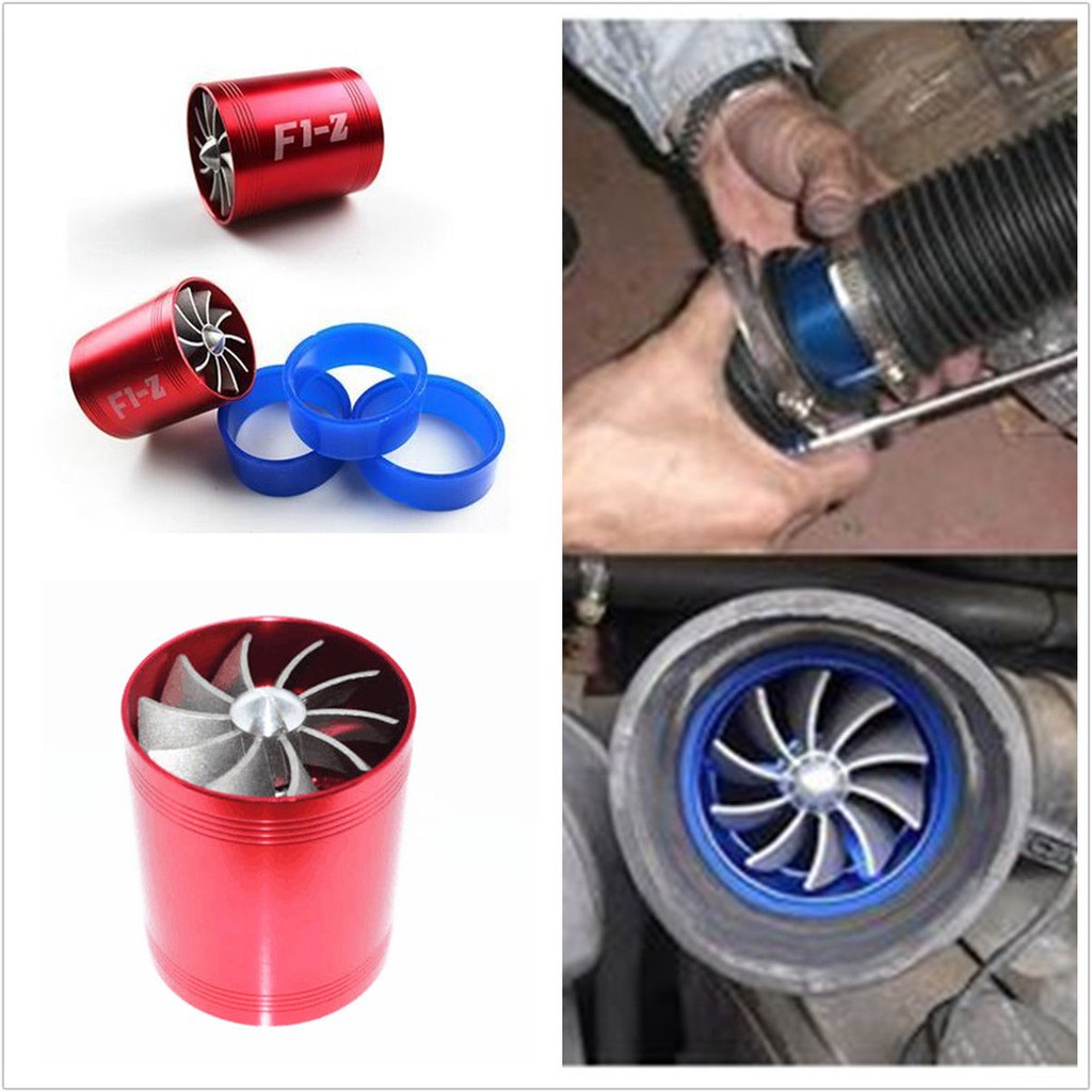 New Red Air Intake Turbonator Dual Fan Turbine Turbo Supercharger Gas ...