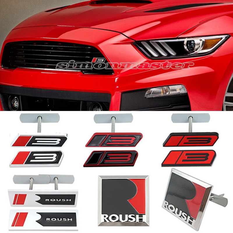 Modified 3 Roush Car Front Grill Emblem Auto Body Side Sticker ...