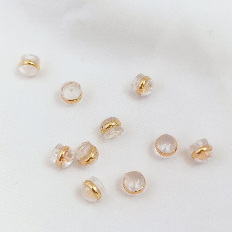 14K Gold-Coated Color-Preserving Outer Ring Silicone 5mm Ear Plug ...