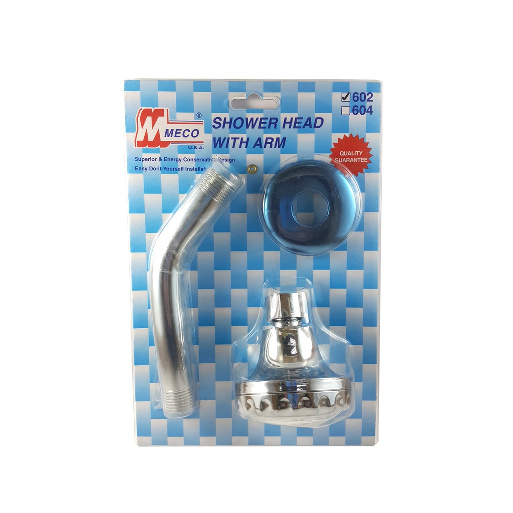 Meco 602 Shower Head w/ Arm Shower Arm is 1/2" M ,6" in Lenght/Shower ...