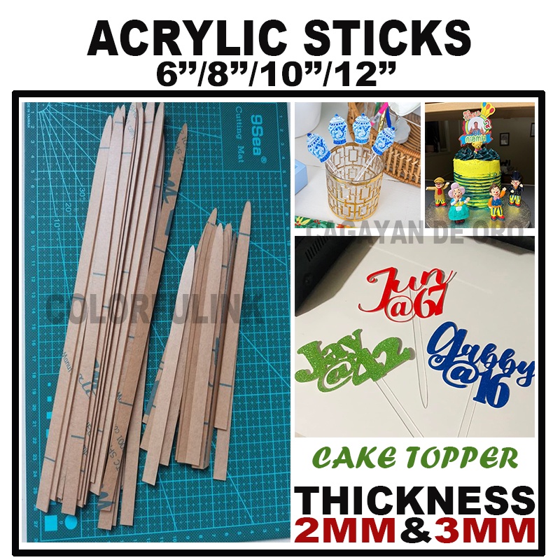 (100pcs) ] Clear Acrylic Stick for Cake Toppers, etc - (6''/8"/10"/12 ...