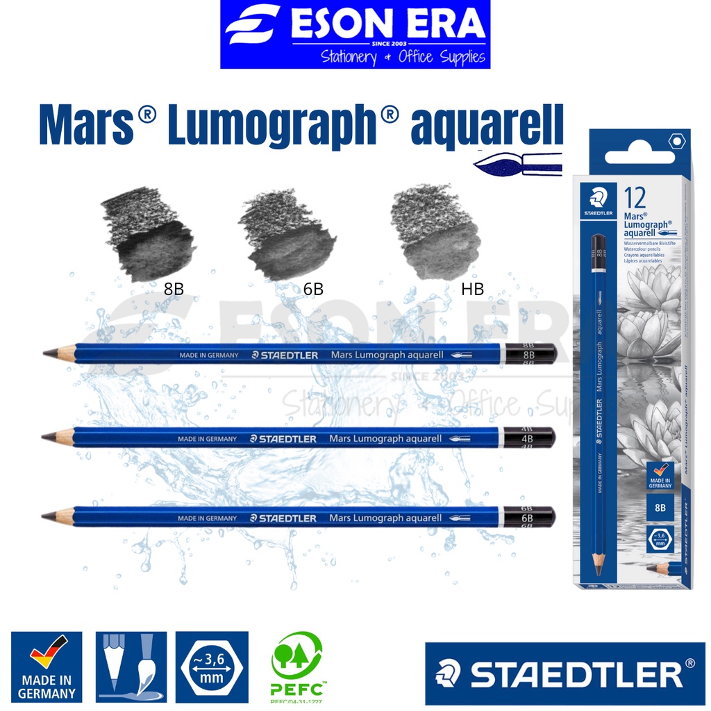 Staedtler Mars Lumograph Aquarell Pencil 4B/6B/8B | Shopee Philippines
