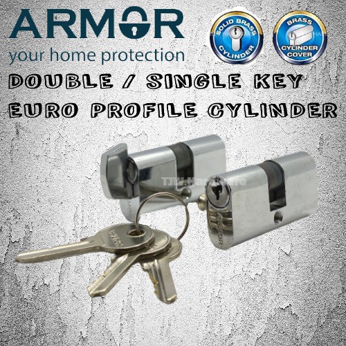 ARMOR DOUBLE / SINGLE KEY EURO PROFILE CYLINDER / 55MM SOLID BRASS ...