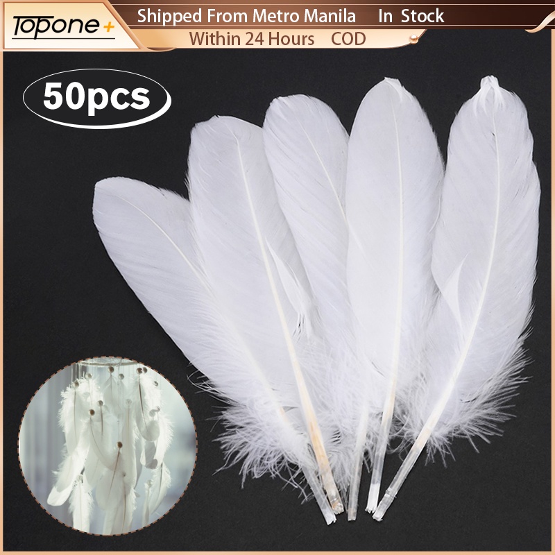 50pcs White Natural Goose Feather for Crafts Plumes 15-20cm DIY Dream ...