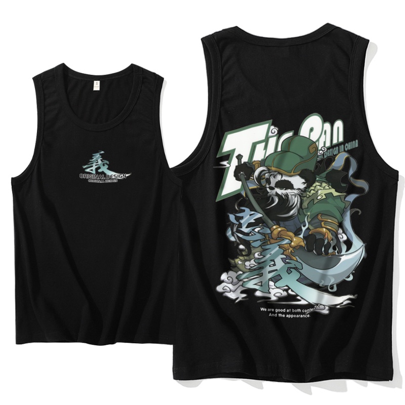 ALVLA Sports Vest Men's Oversized Muscle Fitness T-Shirt Panda Bottom ...