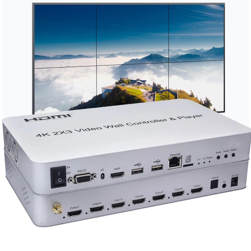 4K 2x3 Video Wall Controller Splicing Screen With USB Player HDMI TV ...