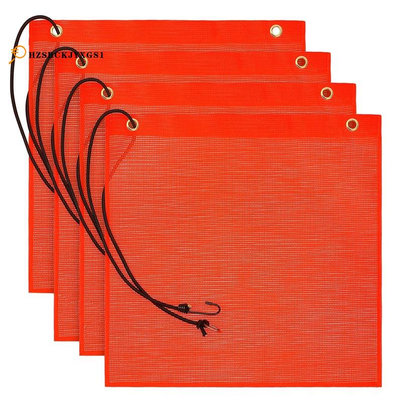 4Pcs 18x18 inch Mesh Safety Flags Orange Warning Flag Bungee Safety ...