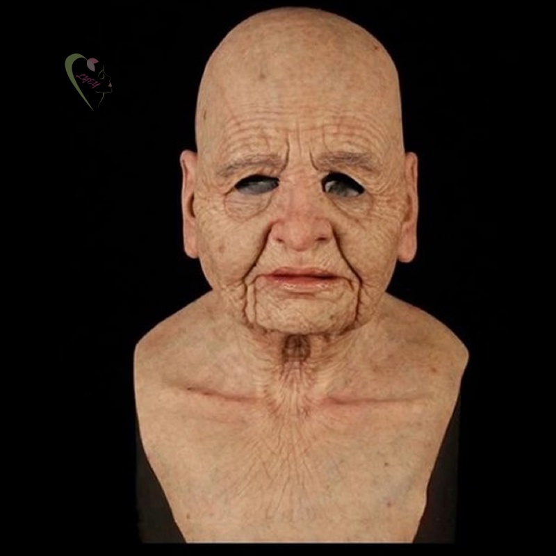 Cosplay Rubber Old Man Face-cover Realistic Scary Latex Mask Horror ...
